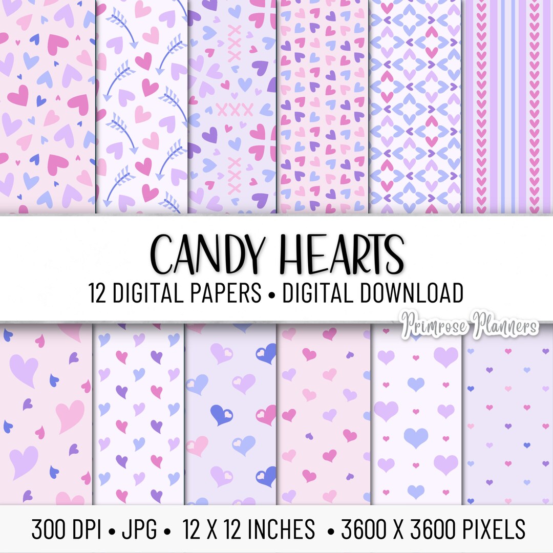 VALENTINE Hearts Digital Paper Pack | Pink, Red Digital Paper ...