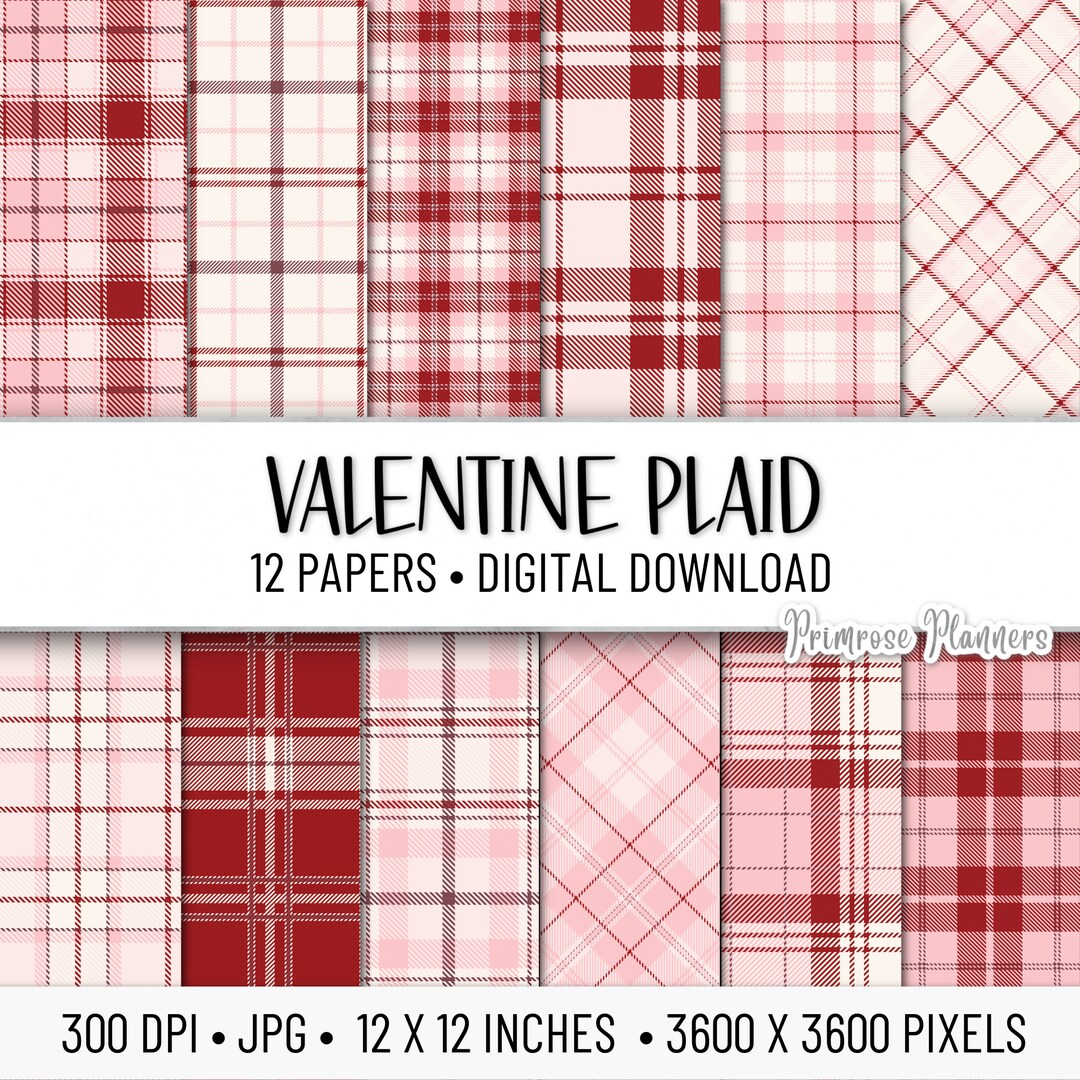 Valentine Plaid Digital Paper Pack | Digital Plaid Paper | Holiday ...