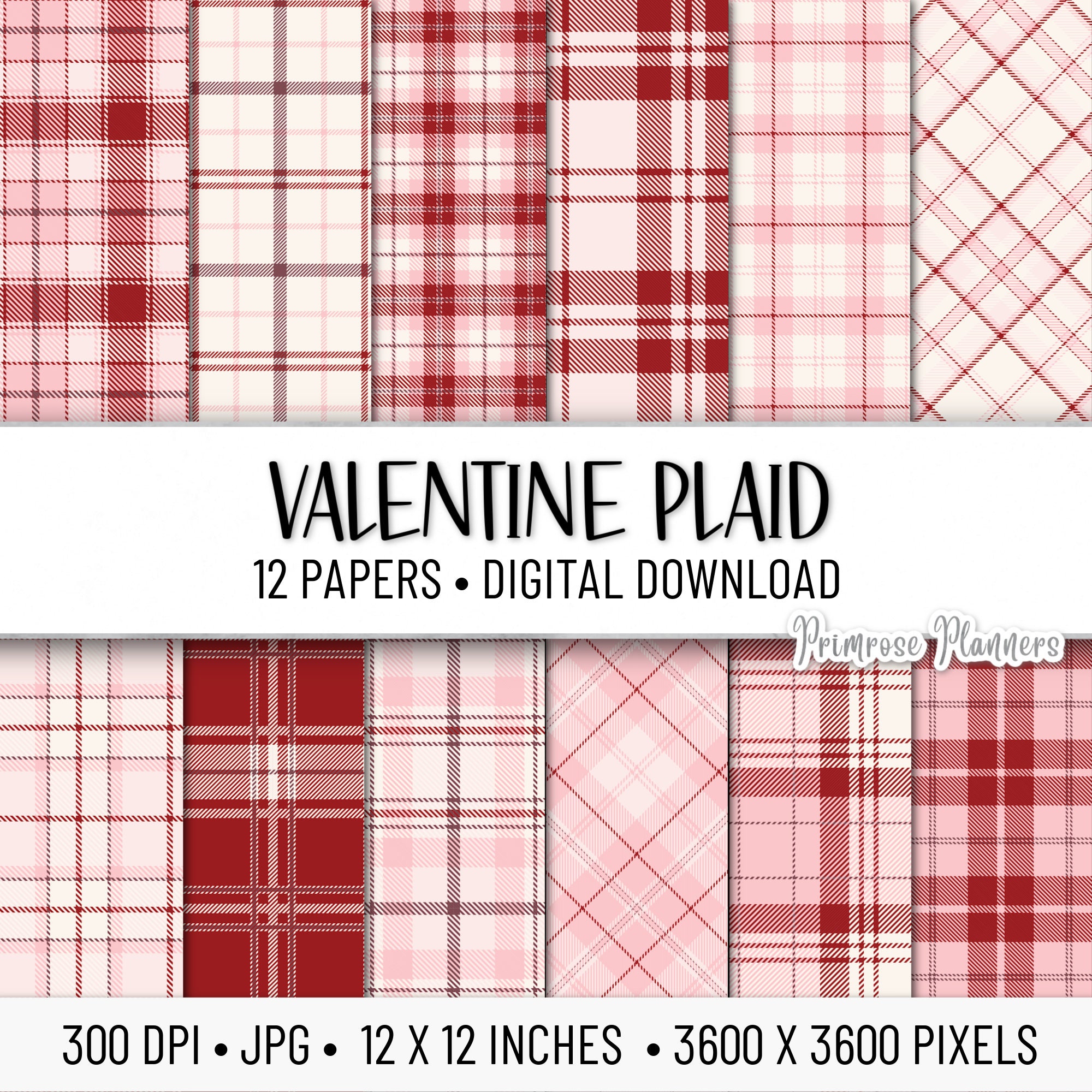 Valentine Plaid Digital Paper Pack Digital Plaid Paper - Etsy