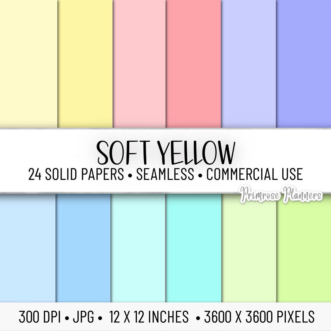 SOFT PASTELS Yellow Pastel Solid Digital Paper Pack | Solid Background ...