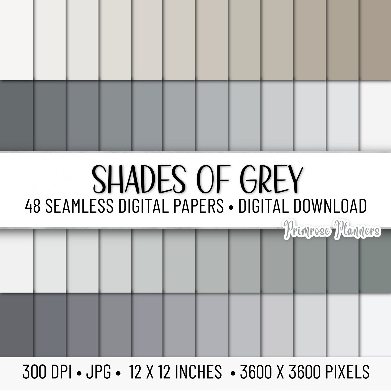 Shades of Grey Solid Digital Paper Pack | Plain Background | Monochrome ...