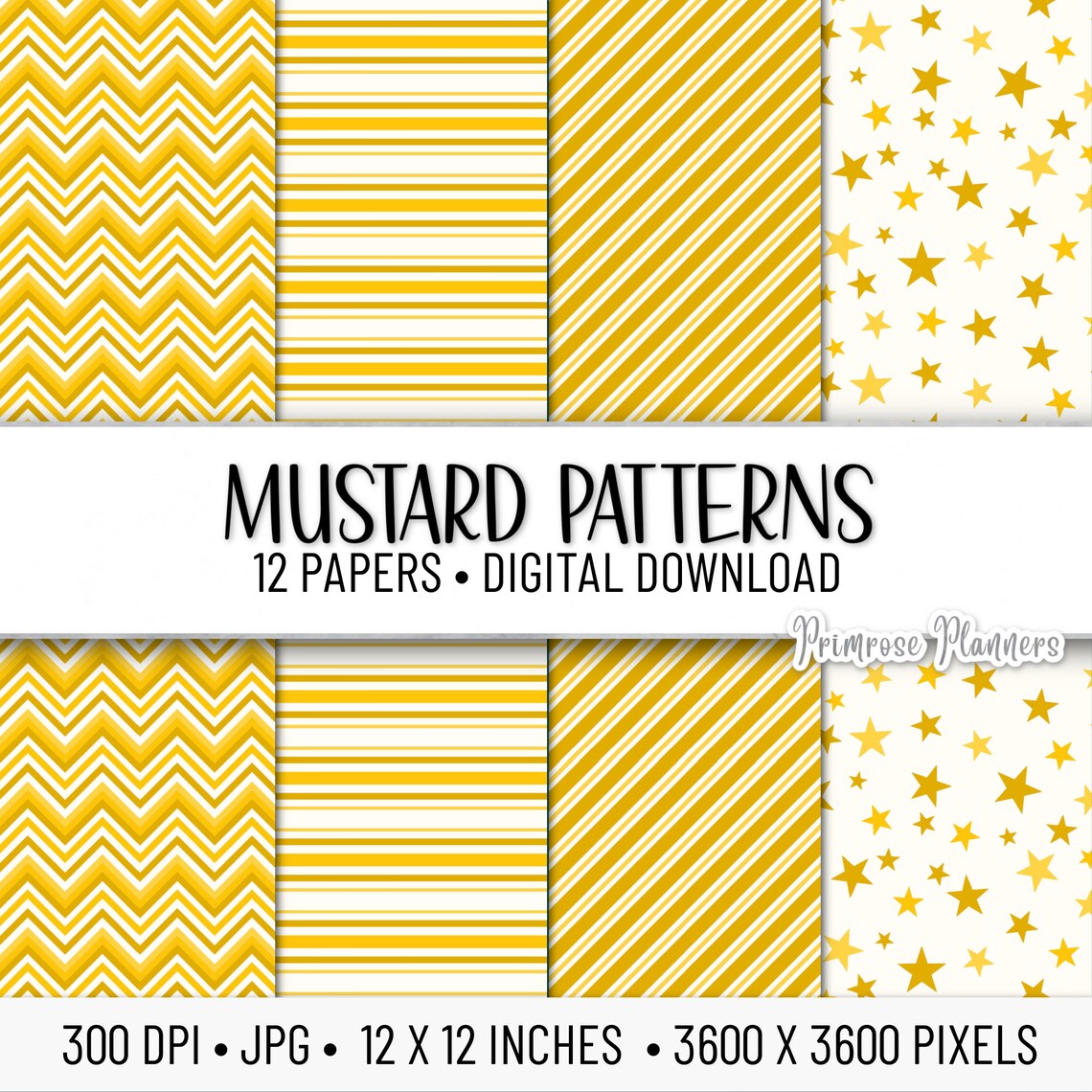 Mustard Yellow Patterns Digital Paper Pack Digital Striped - Etsy