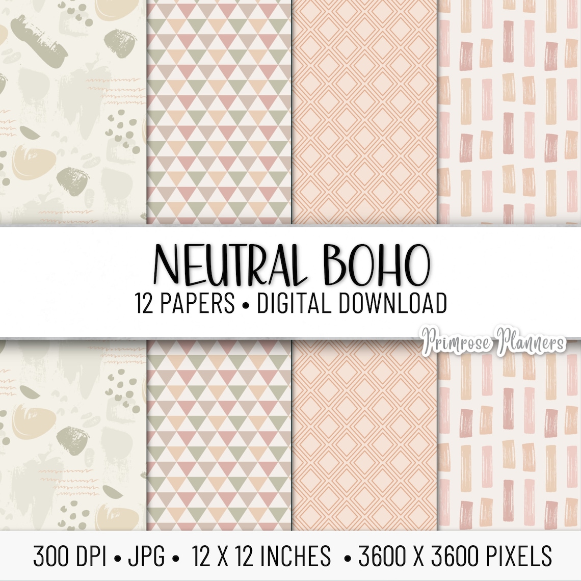Neutral Boho Digital Paper Pack Digital Tan and Brown Paper - Etsy
