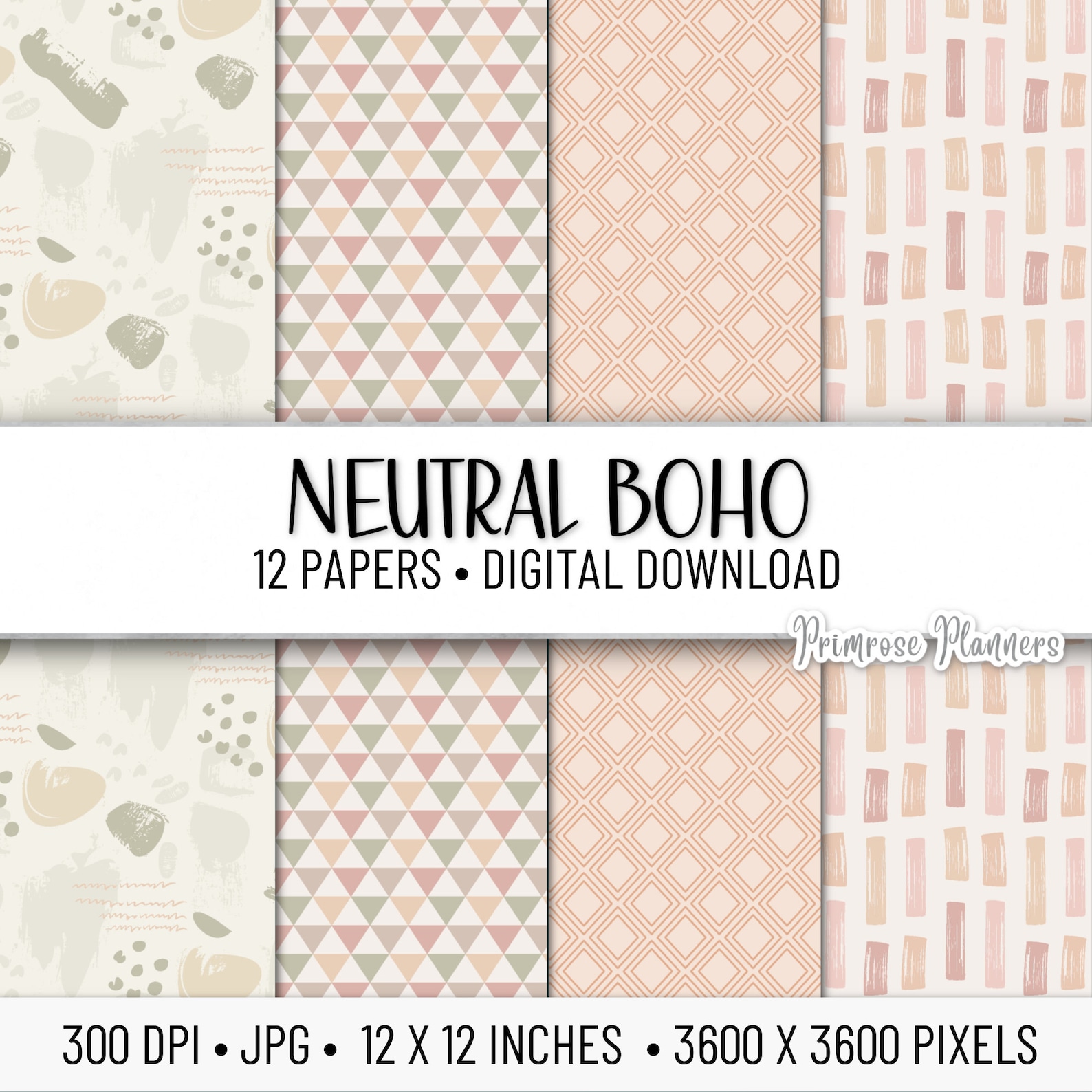 Neutral Boho Digital Paper Pack Digital Tan and Brown Paper - Etsy