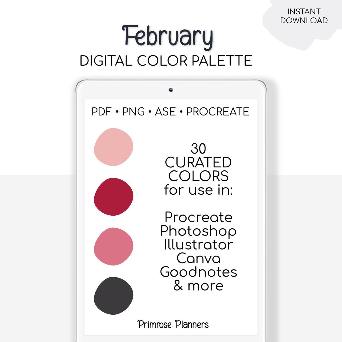 February Digital Color Palette - Color Chart | Goodnotes Tool | iPad ...