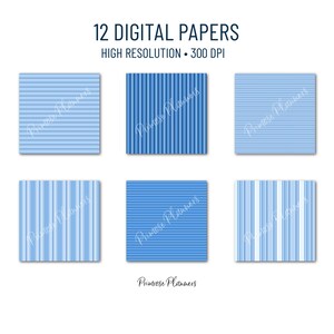 BLUE Plaids and Stripes Patterns Digital Paper Pack | Digital Striped ...