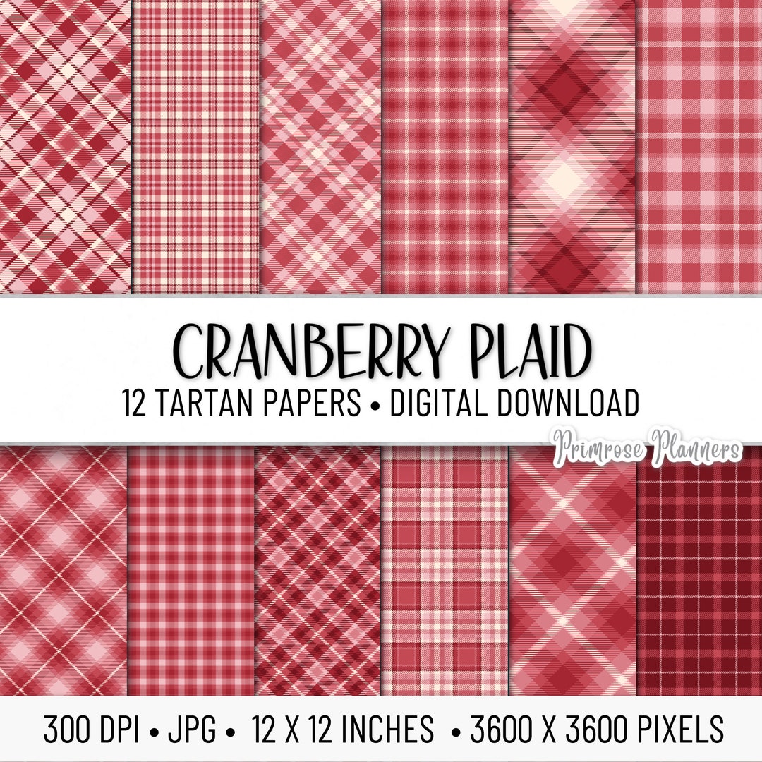 Cranberry Red Plaid Digital Paper Pack | Digital Plaid Paper | Tartan ...