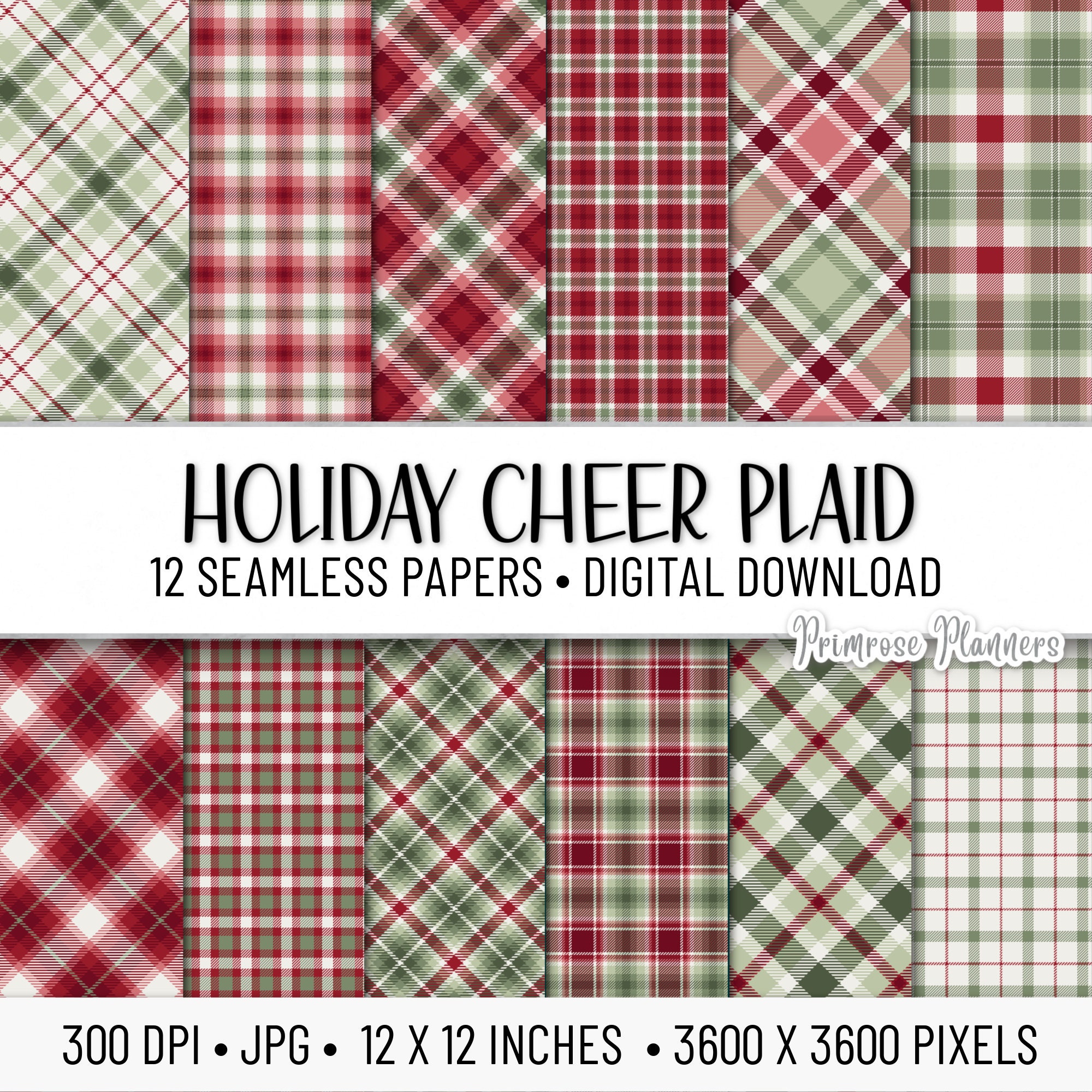 HOLIDAY CHEER Plaid Digital Paper Pack Digital Plaid Paper - Etsy