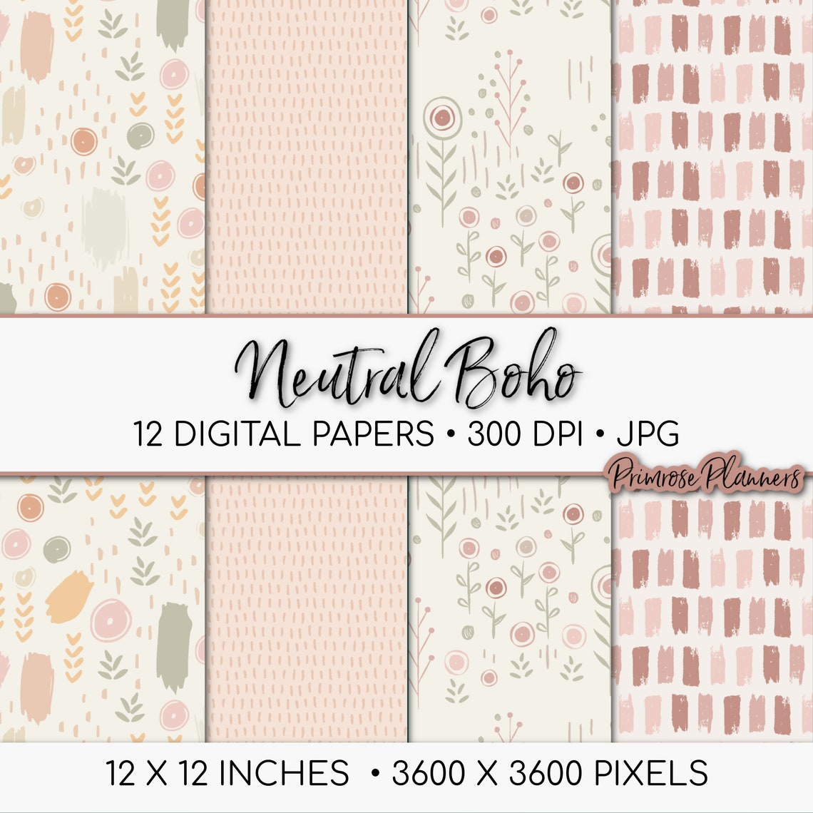 Neutral Boho Digital Paper Pack Digital Tan and Brown Paper - Etsy