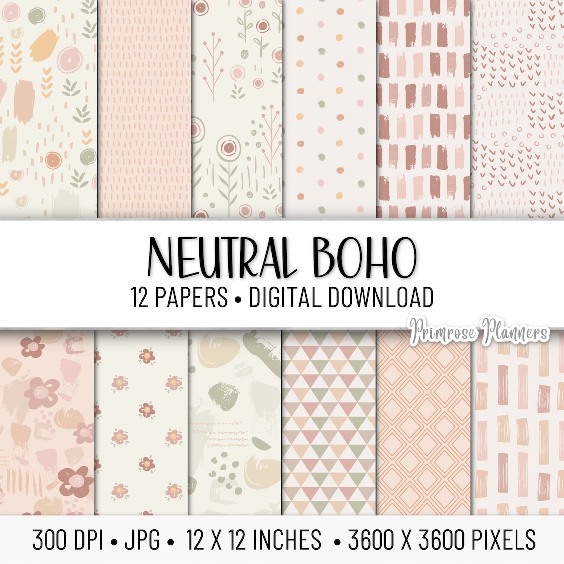 Neutral Boho Digital Paper Pack Digital Tan and Brown Paper - Etsy
