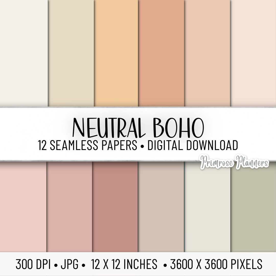 Neutral Boho Solid Digital Paper Pack | Digital Boho Paper | Fall ...