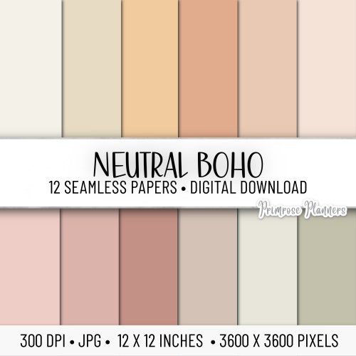 Neutral Boho Solid Digital Paper Pack Digital Boho Paper - Etsy