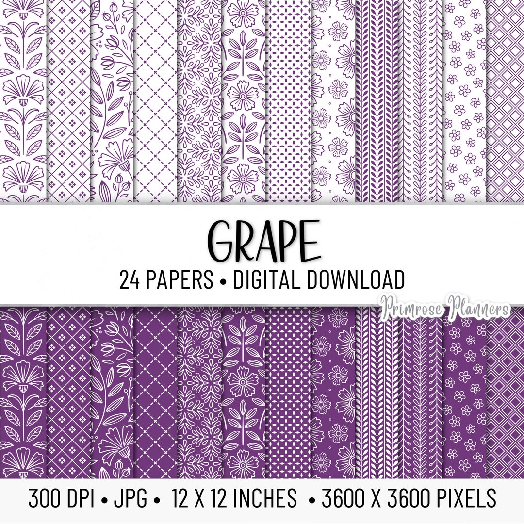 GRAPE Pattern Digital Paper Pack | Digital Striped Paper | Printable ...