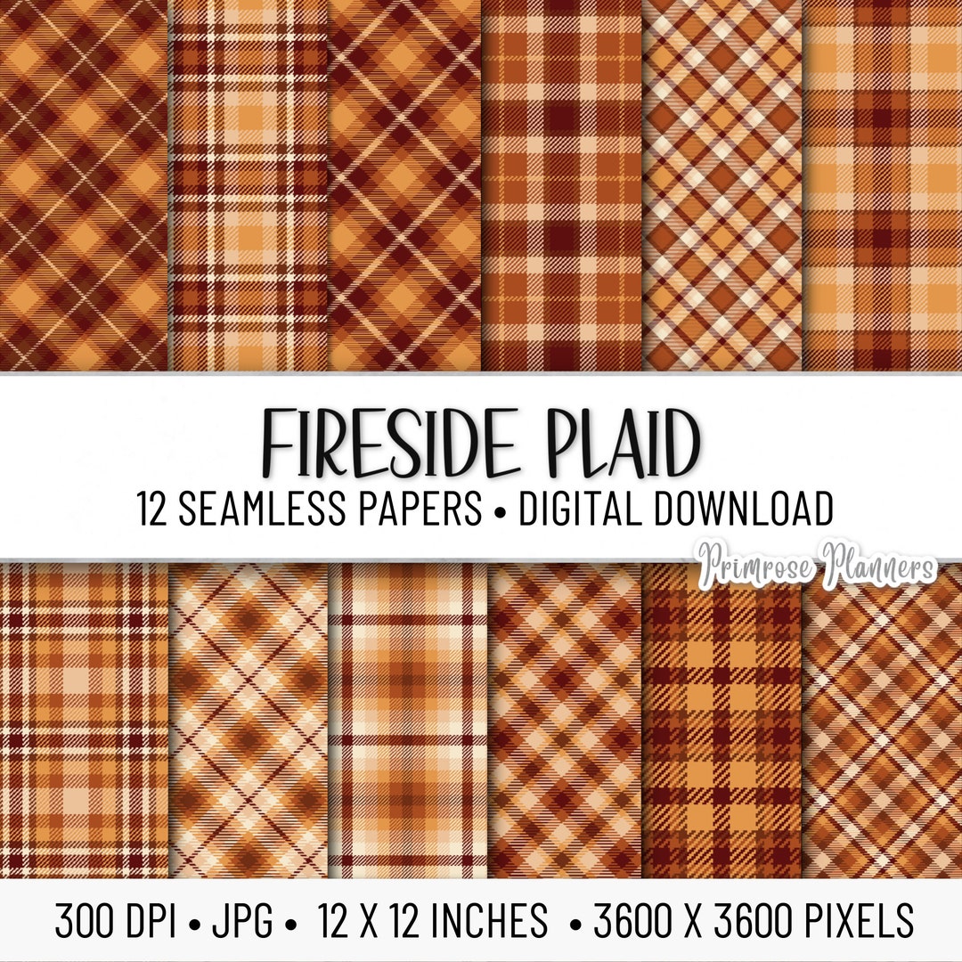 Fireside Orange Tartan Digital Paper Pack Digital Printable Paper Plaid ...
