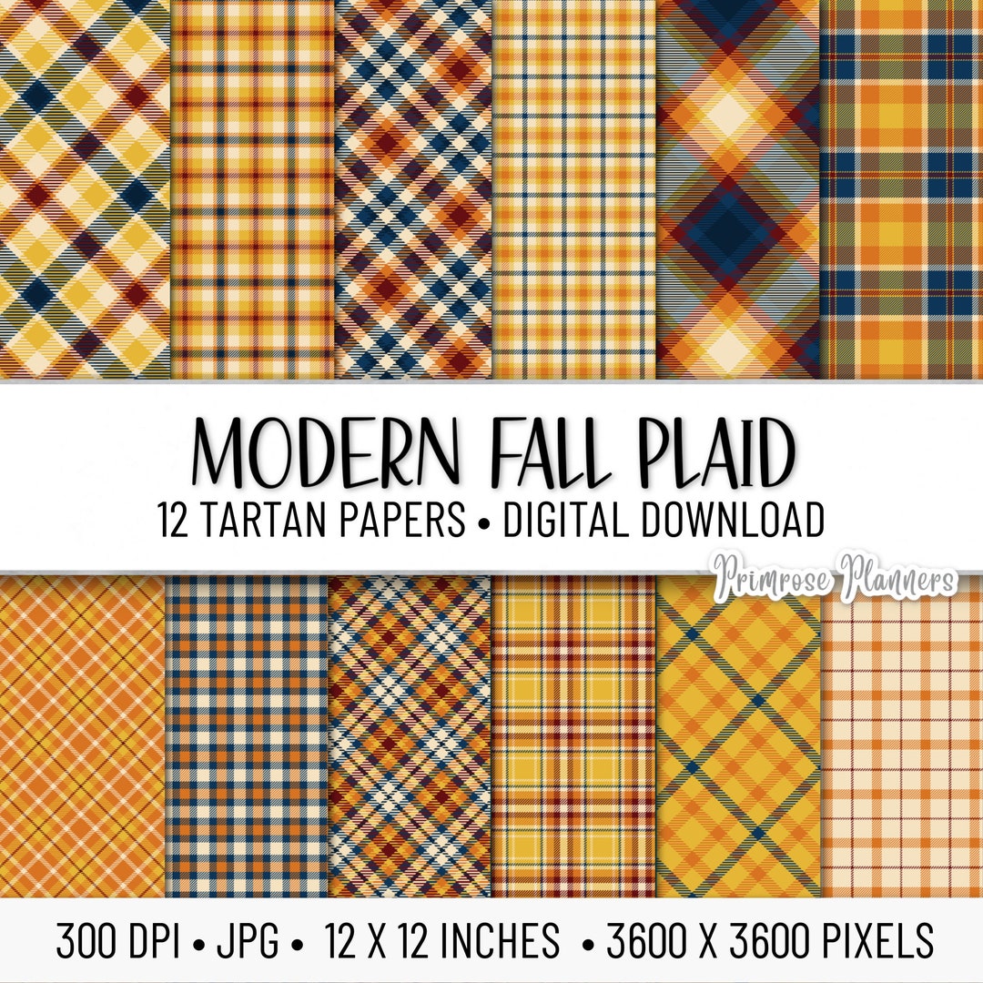 Modern Fall Plaid Digital Paper Pack Digital Plaid Paper Autumn Digital ...