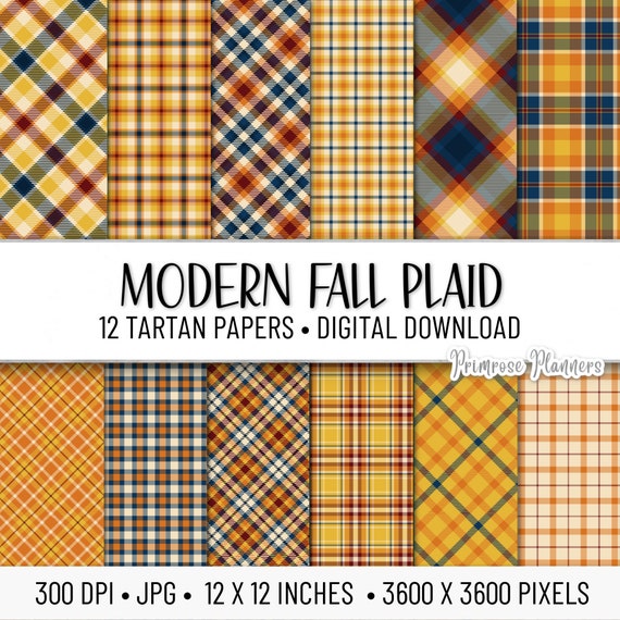 Modern Fall Plaid Digital Paper Pack Digital Plaid Paper - Etsy