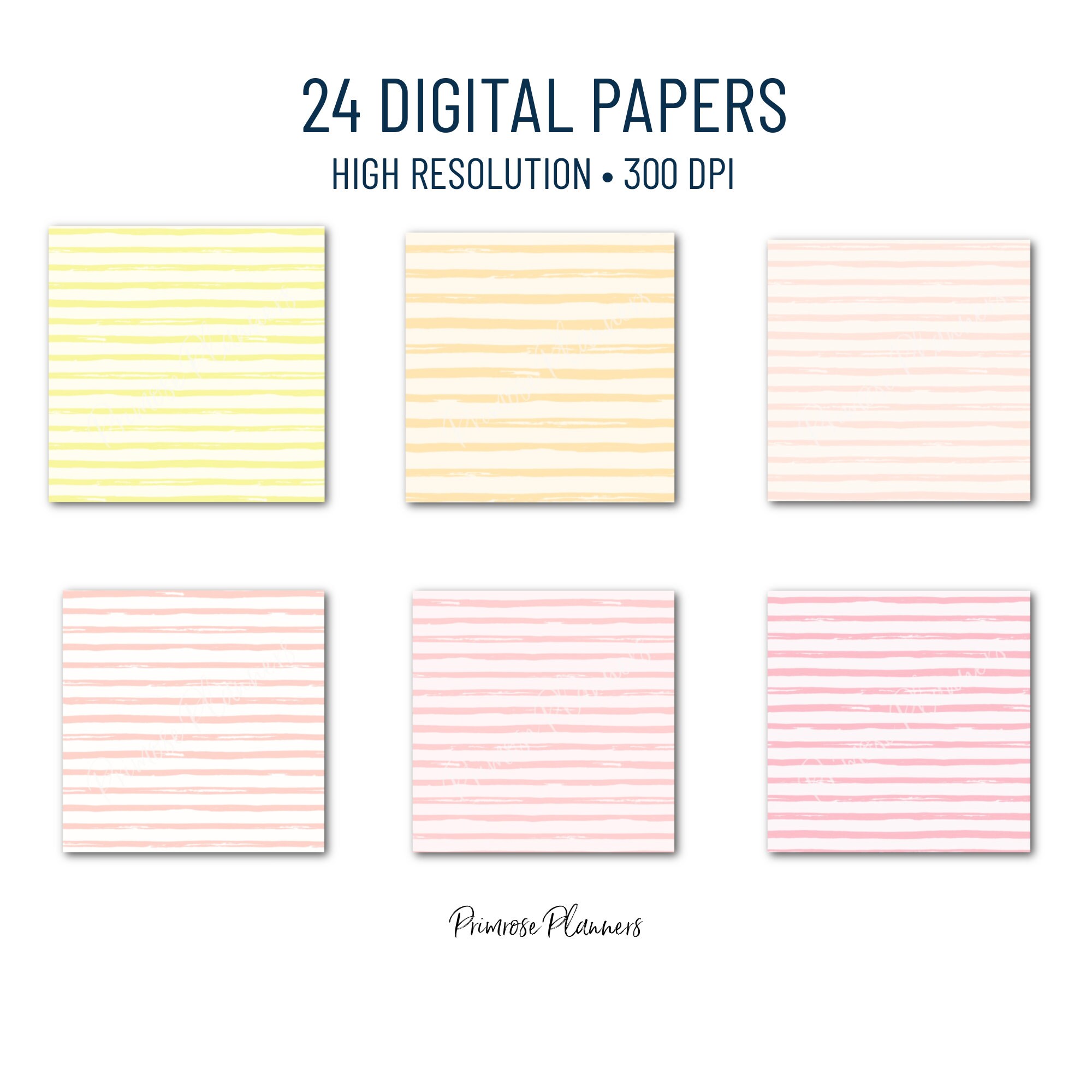 Pastel Watercolor Stripes Digital Paper Pack Digital Pattern - Etsy