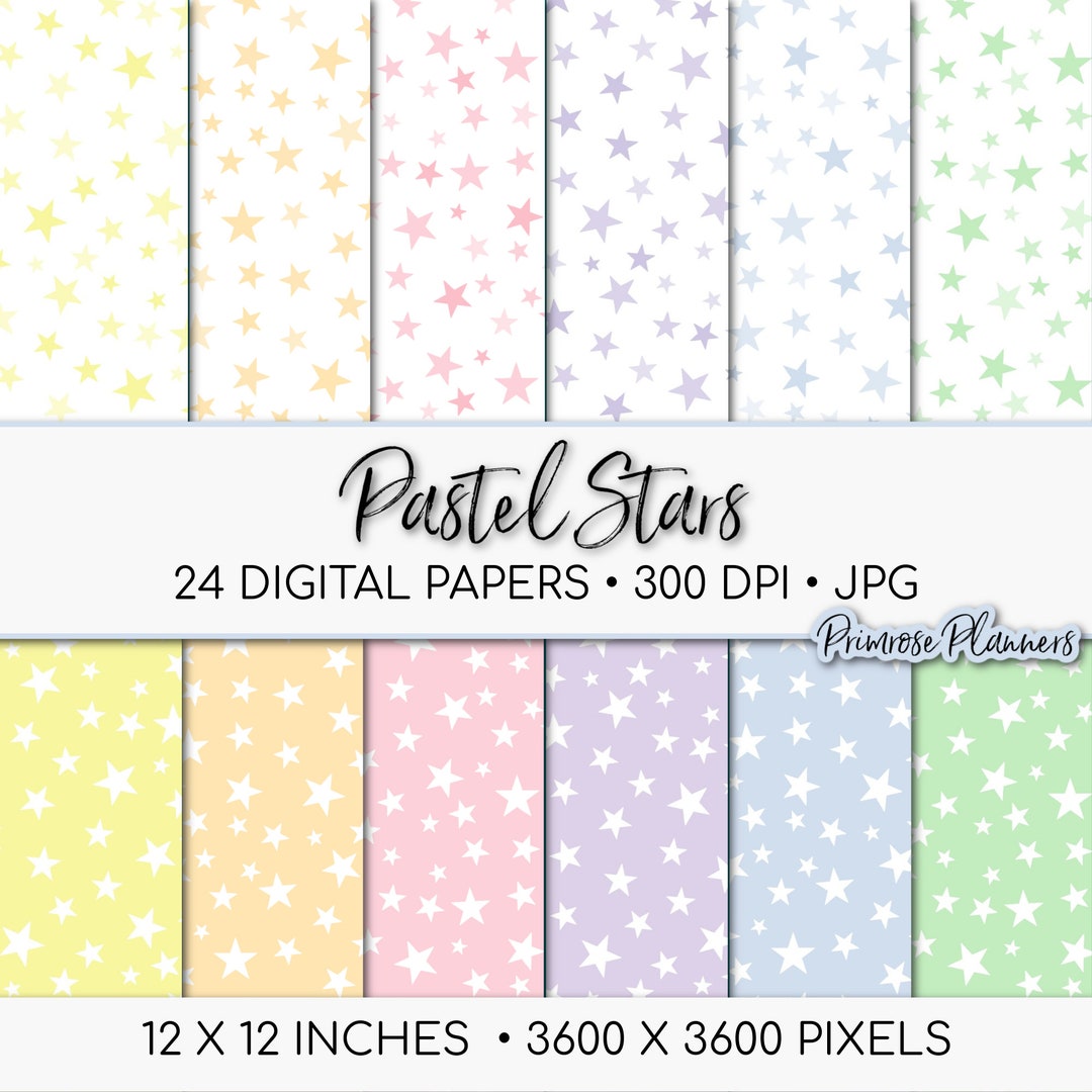 Pastel Stars Confetti Digital Paper Pack Digital Starry - Etsy