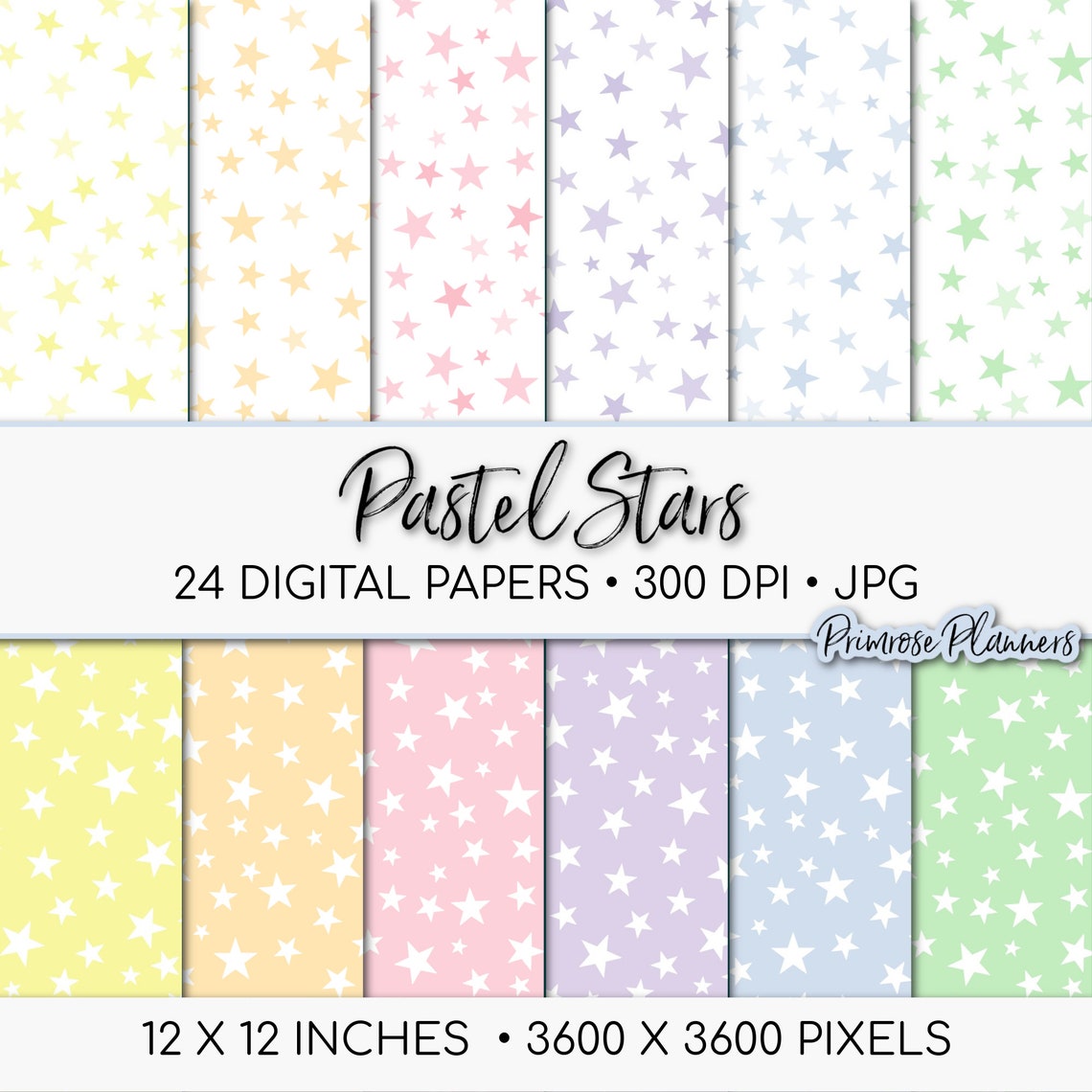 Pastel Stars Confetti Digital Paper Pack Digital Starry | Etsy
