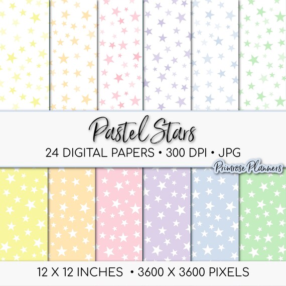 Pastel Stars Confetti Digital Paper Pack Digital Starry | Etsy