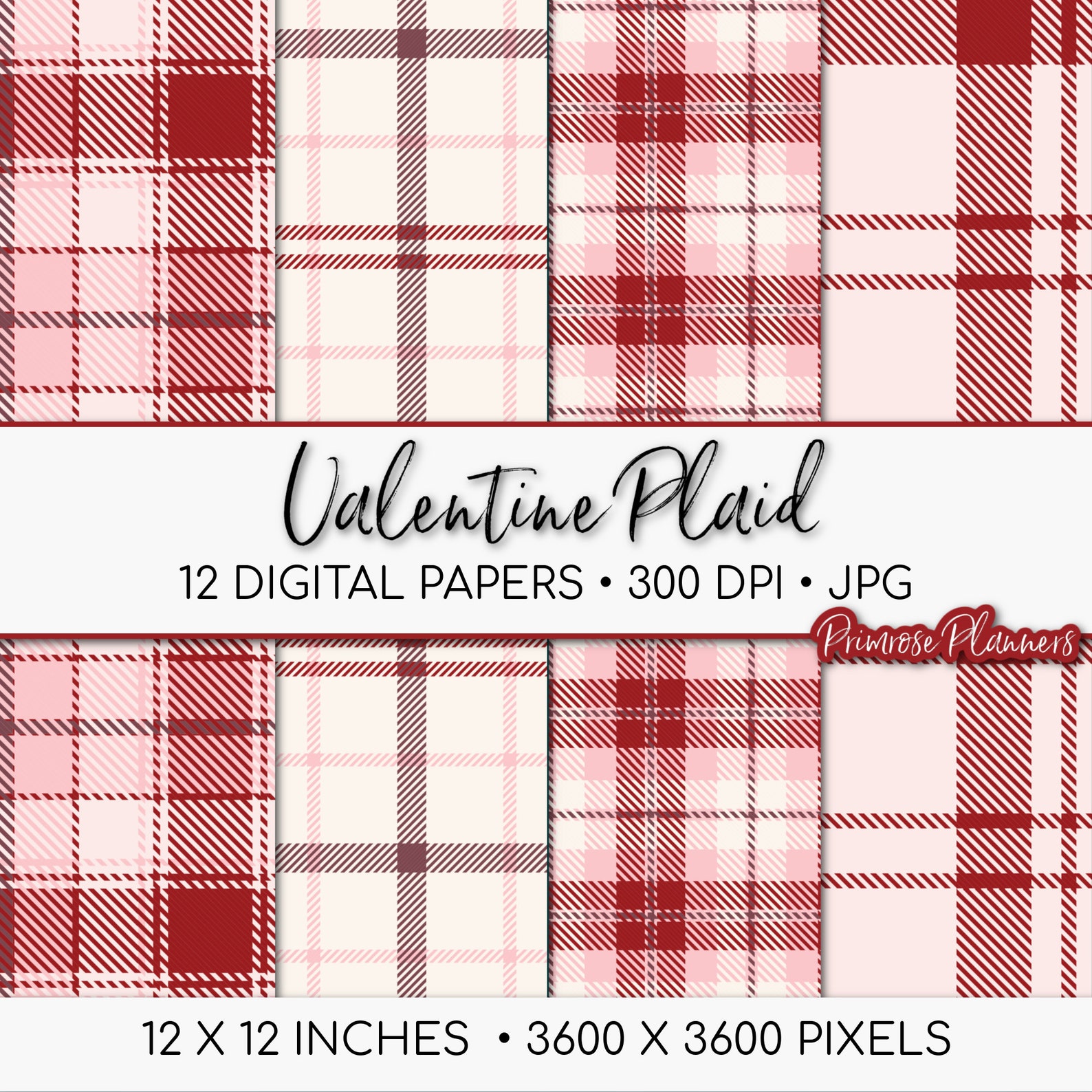 Valentine Plaid Digital Paper Pack Digital Plaid Paper | Etsy