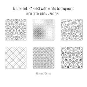 BLACK AND WHITE Patterns Digital Paper Pack | Digital Striped Paper ...