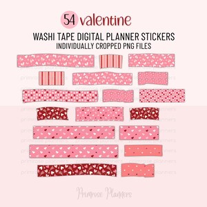Valentine Digital Washi Tape Stickers Hearts Washi Tape for Goodnotes ...