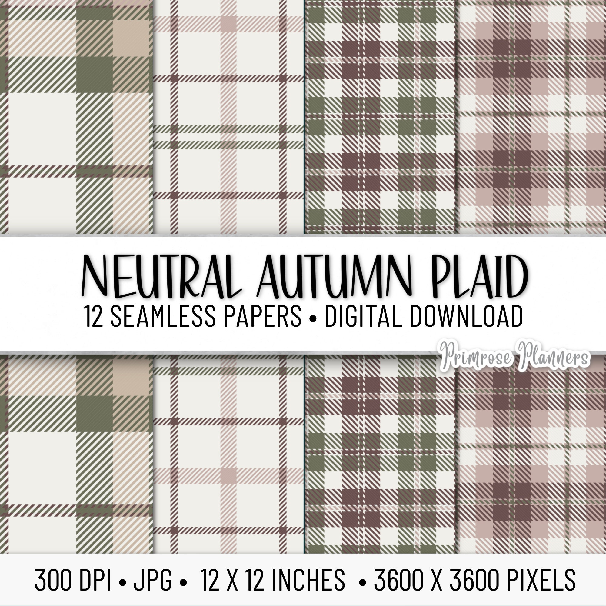 Neutral Autumn Tartan Digital Paper Pack Digital Tan and - Etsy