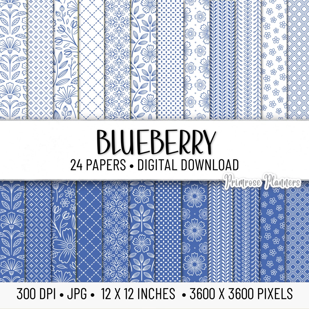 BLUE Patterns Digital Paper Pack | Digital Striped Paper | Printable ...