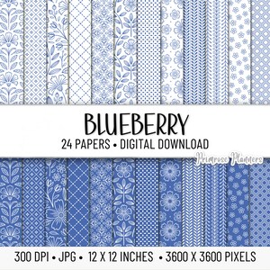 BLUE Patterns Digital Paper Pack | Digital Striped Paper | Printable ...