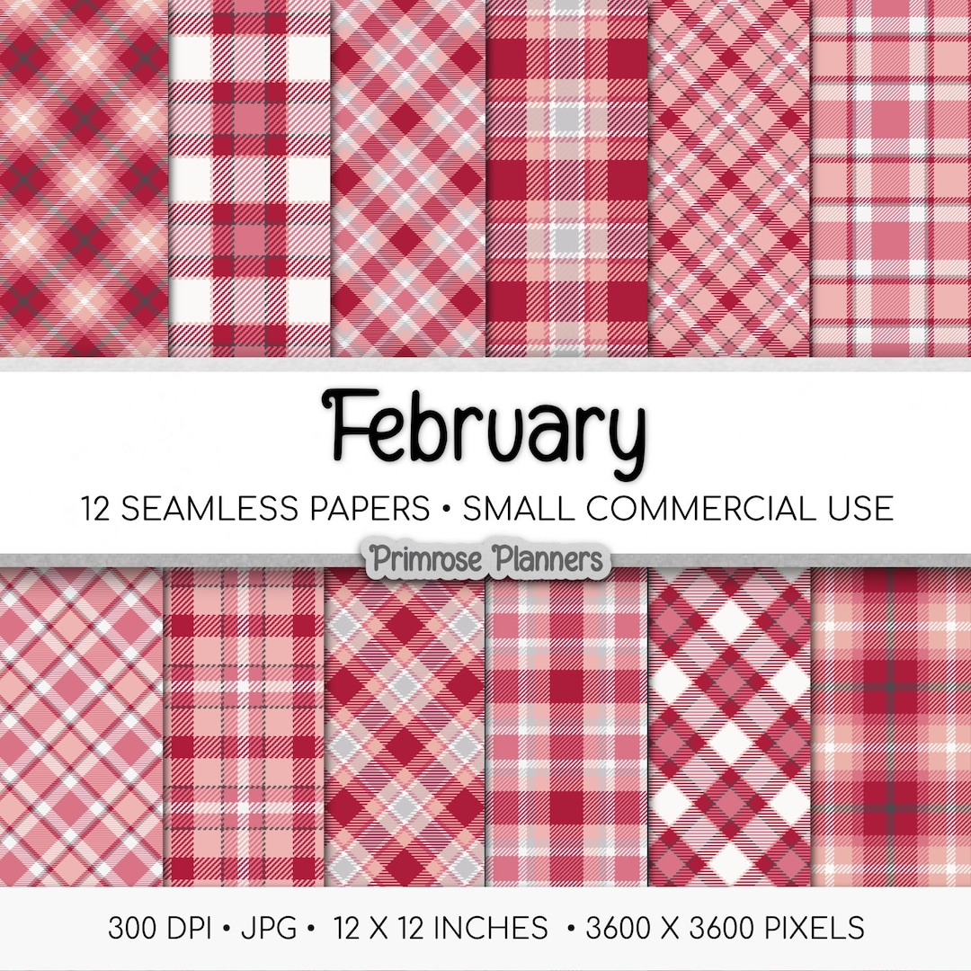 Seamless Valentine Plaid Digital Paper, Maroon Pale Pink Grey, Buffalo ...