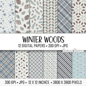 Winter Woods Digital Paper Pack Digital Holiday Paper Christmas Digital ...