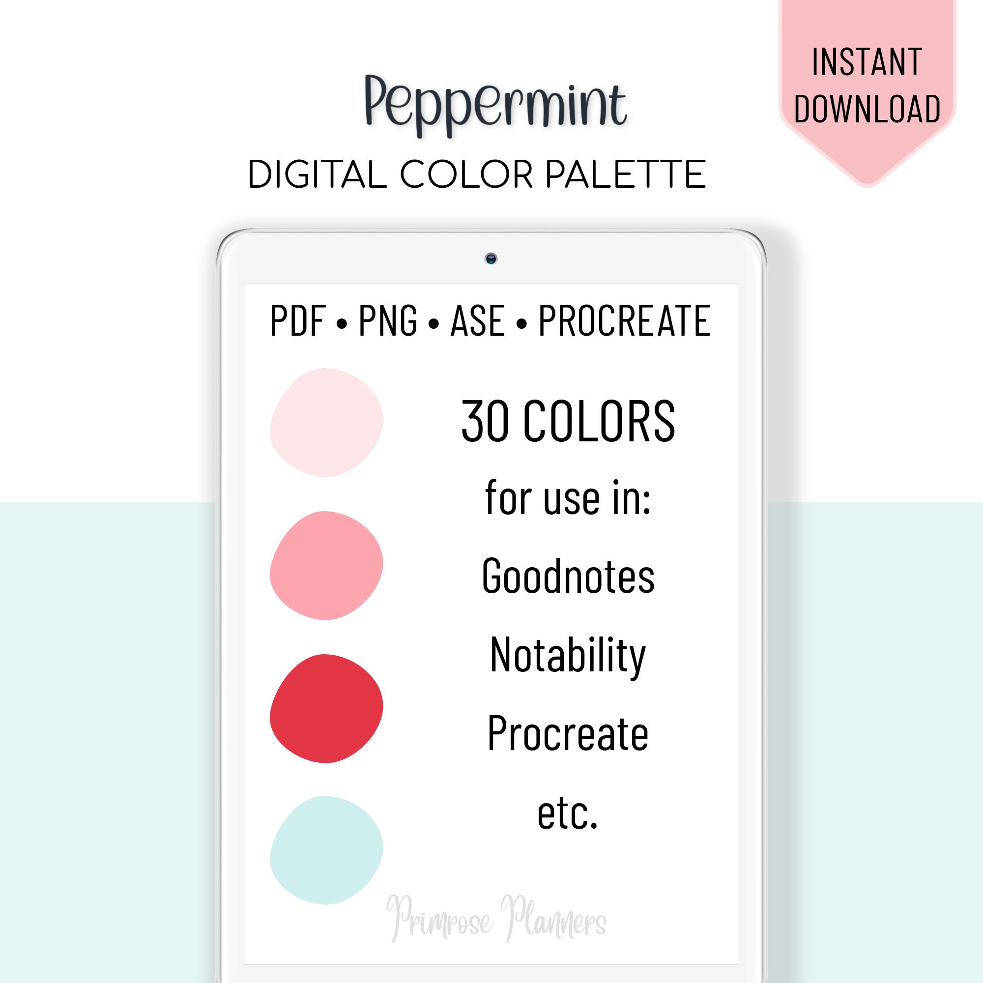 Peppermint Digital Color Palette Color Chart Goodnotes - Etsy