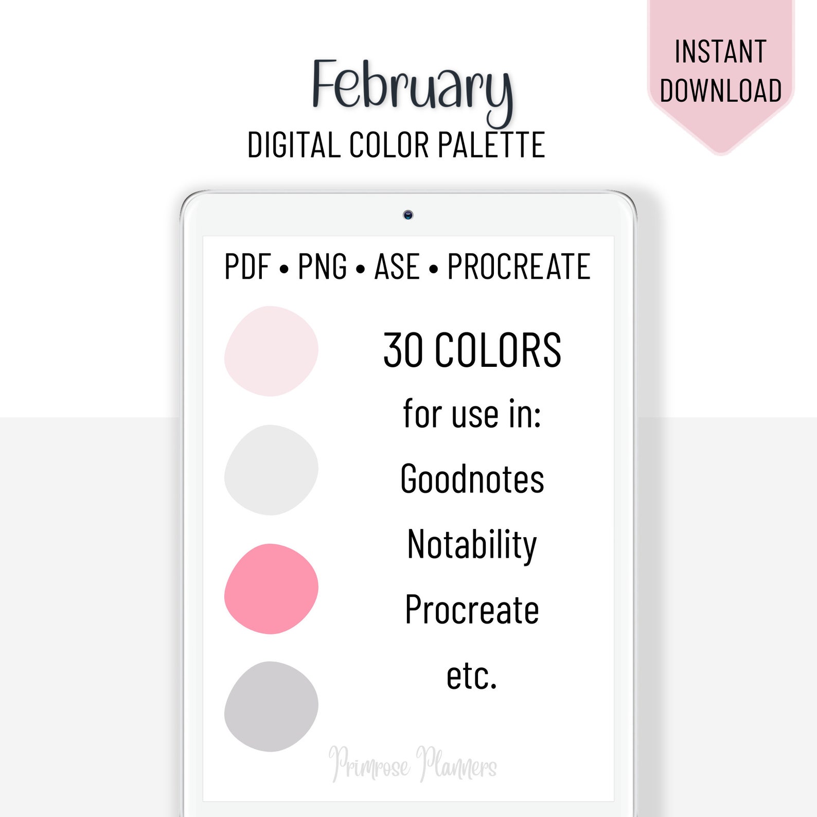 February Digital Color Palette Color Chart Goodnotes Tool - Etsy