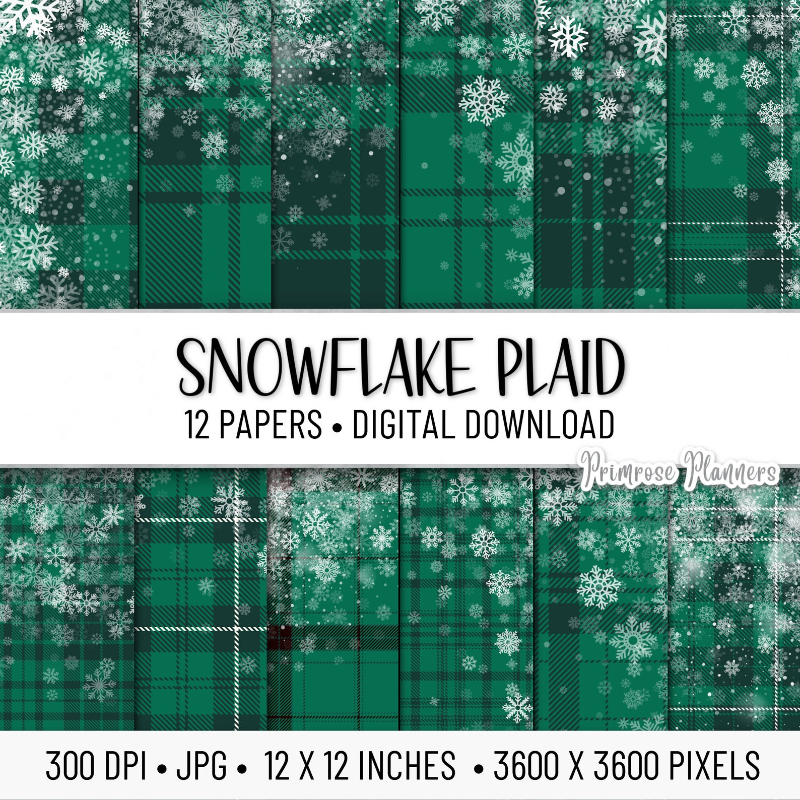 Snowflake Plaid Digital Paper Pack Digital Plaid Paper - Etsy