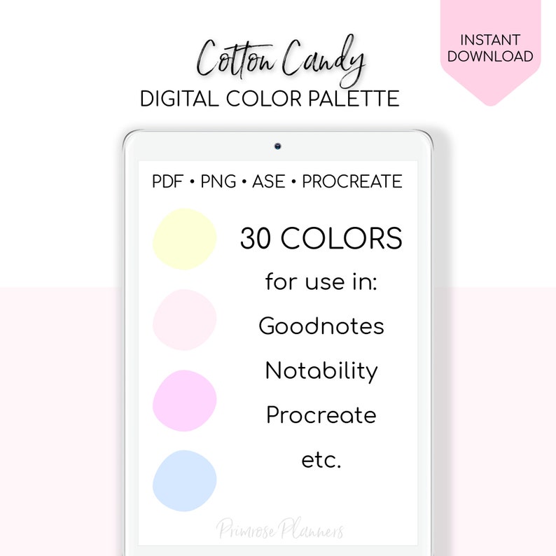 Cotton Candy Digital Color Palette Color Chart Goodnotes | Etsy
