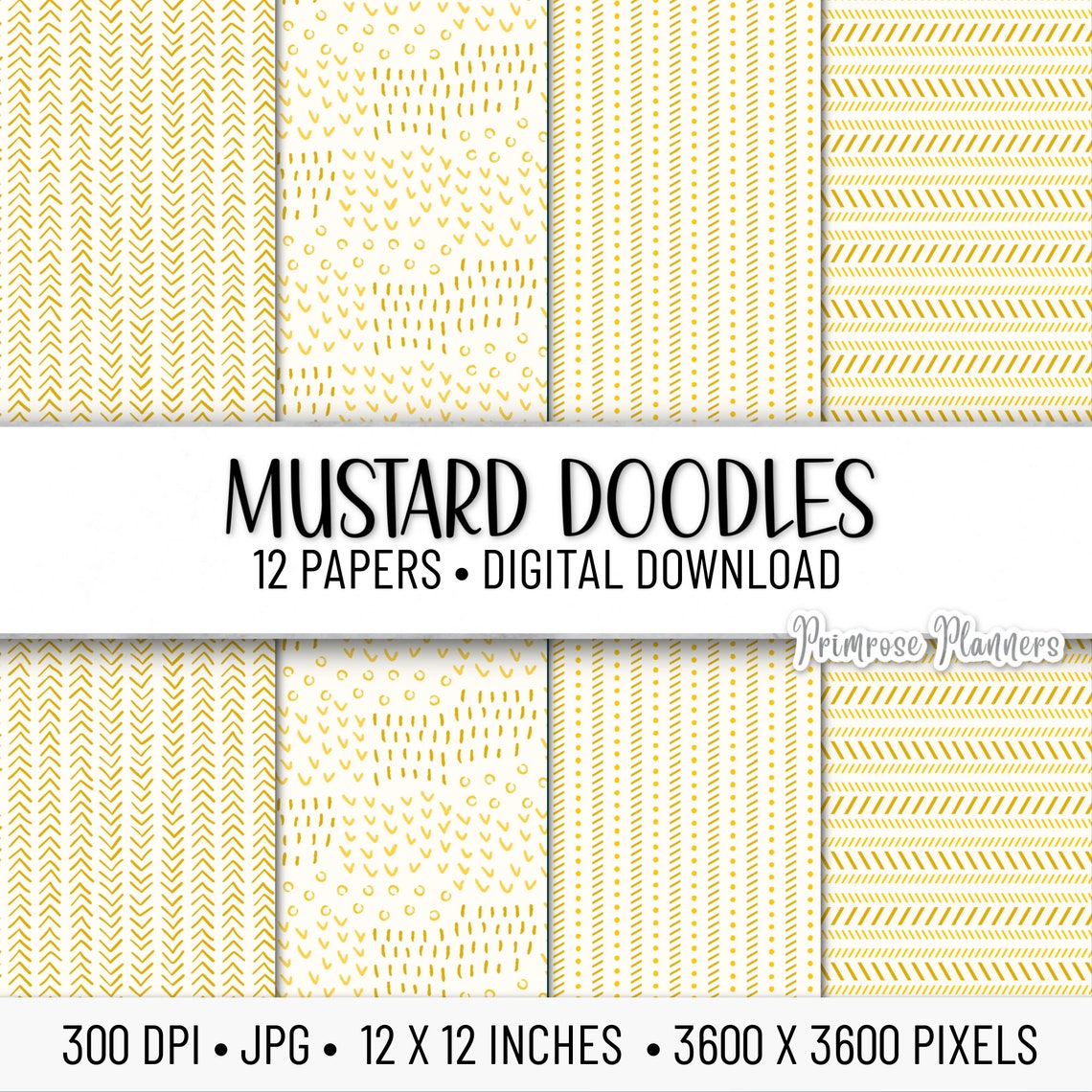 Mustard Doodles Digital Paper Pack Mustard Pattern Paper - Etsy