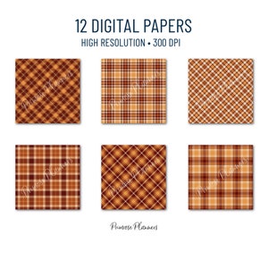 Fireside Orange Tartan Digital Paper Pack Digital Printable Paper Plaid ...