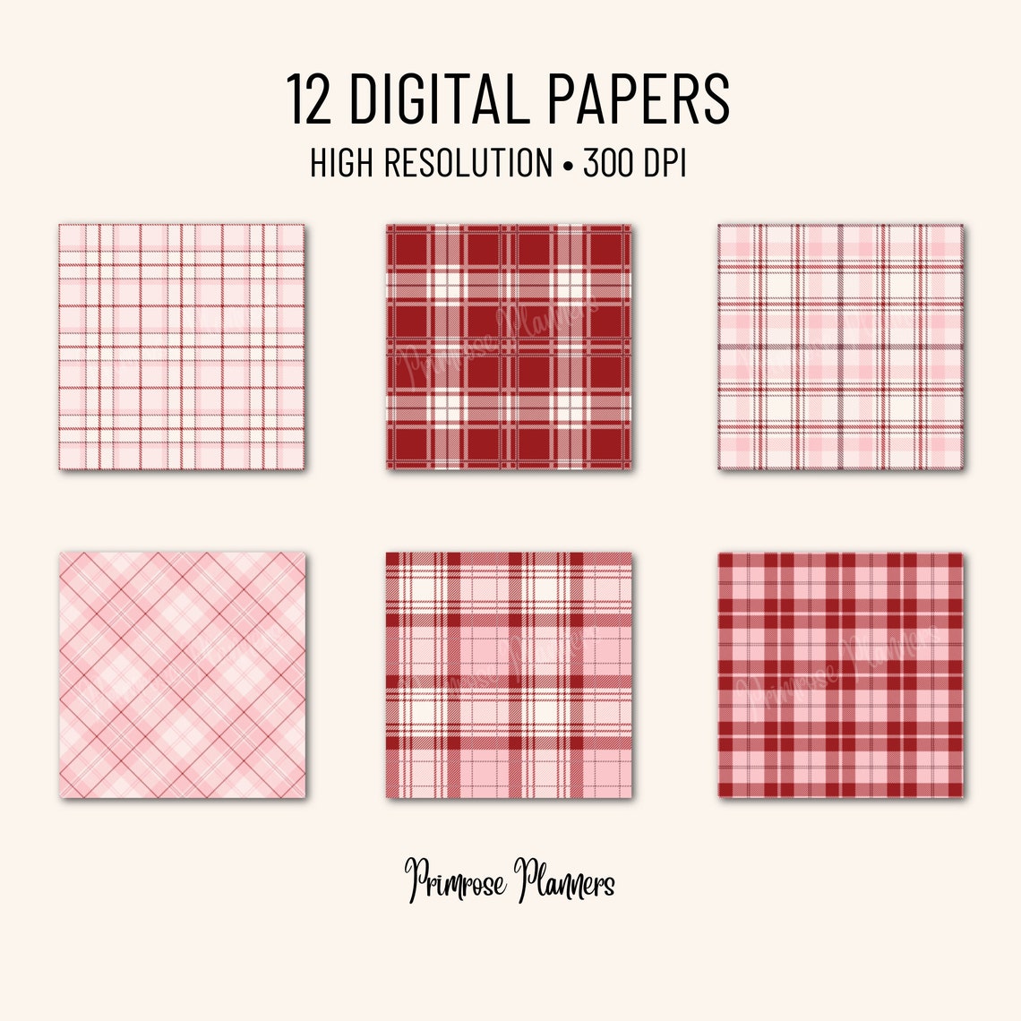 Valentine Plaid Digital Paper Pack Digital Plaid Paper - Etsy