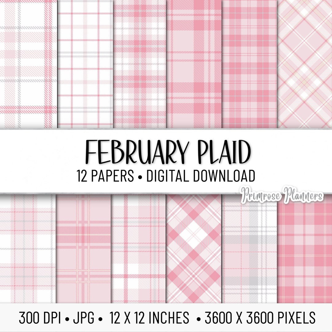 February Plaid Digital Paper Pack | Digital Plaid Paper | Valentine's ...