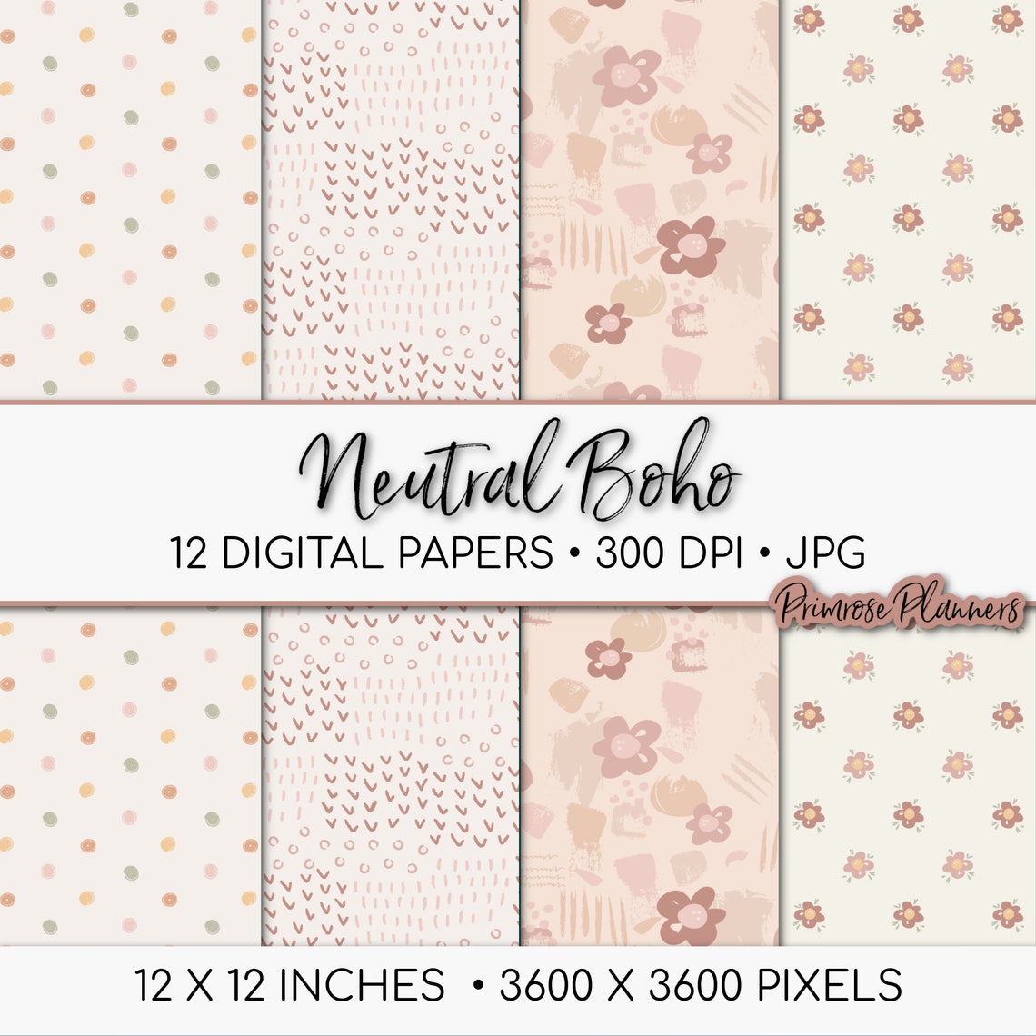 Neutral Boho Digital Paper Pack Digital Tan and Brown Paper - Etsy