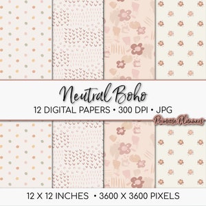 Neutral Boho Digital Paper Pack Digital Tan and Brown Paper - Etsy