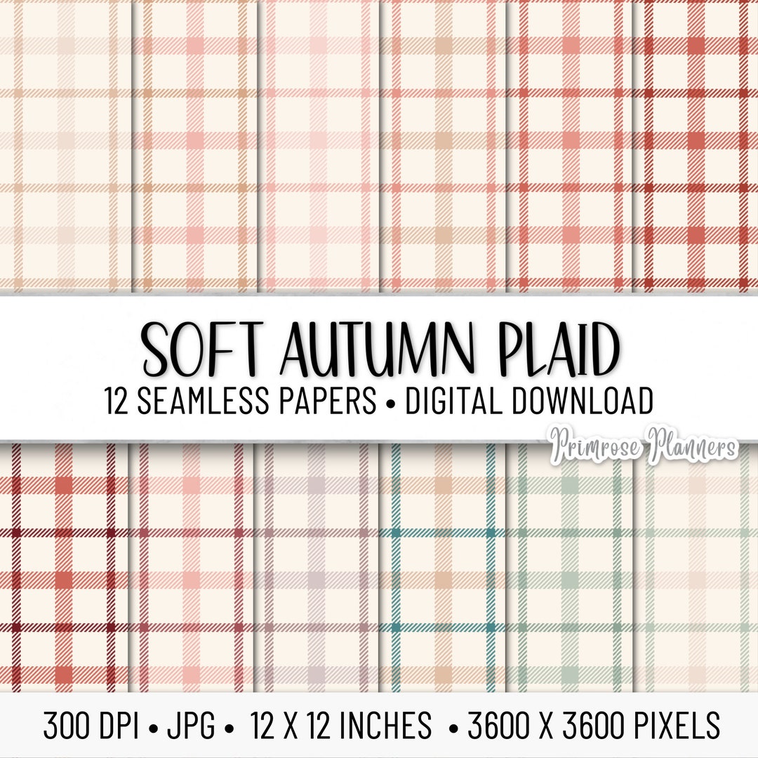 SOFT AUTUMN Fall Plaid Digital Paper Pack | Buffalo Check | Plaid ...