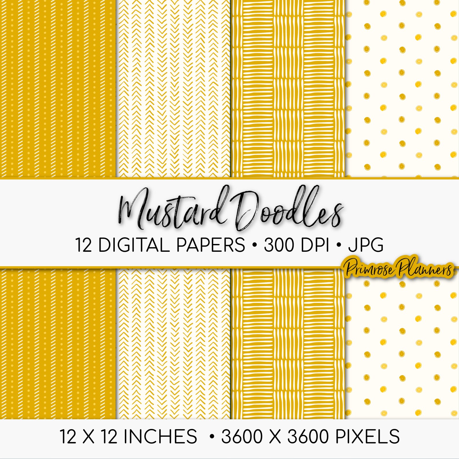 Mustard Doodles Digital Paper Pack Mustard Pattern Paper - Etsy