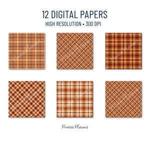 Fireside Orange Tartan Digital Paper Pack Digital Printable Paper Plaid ...