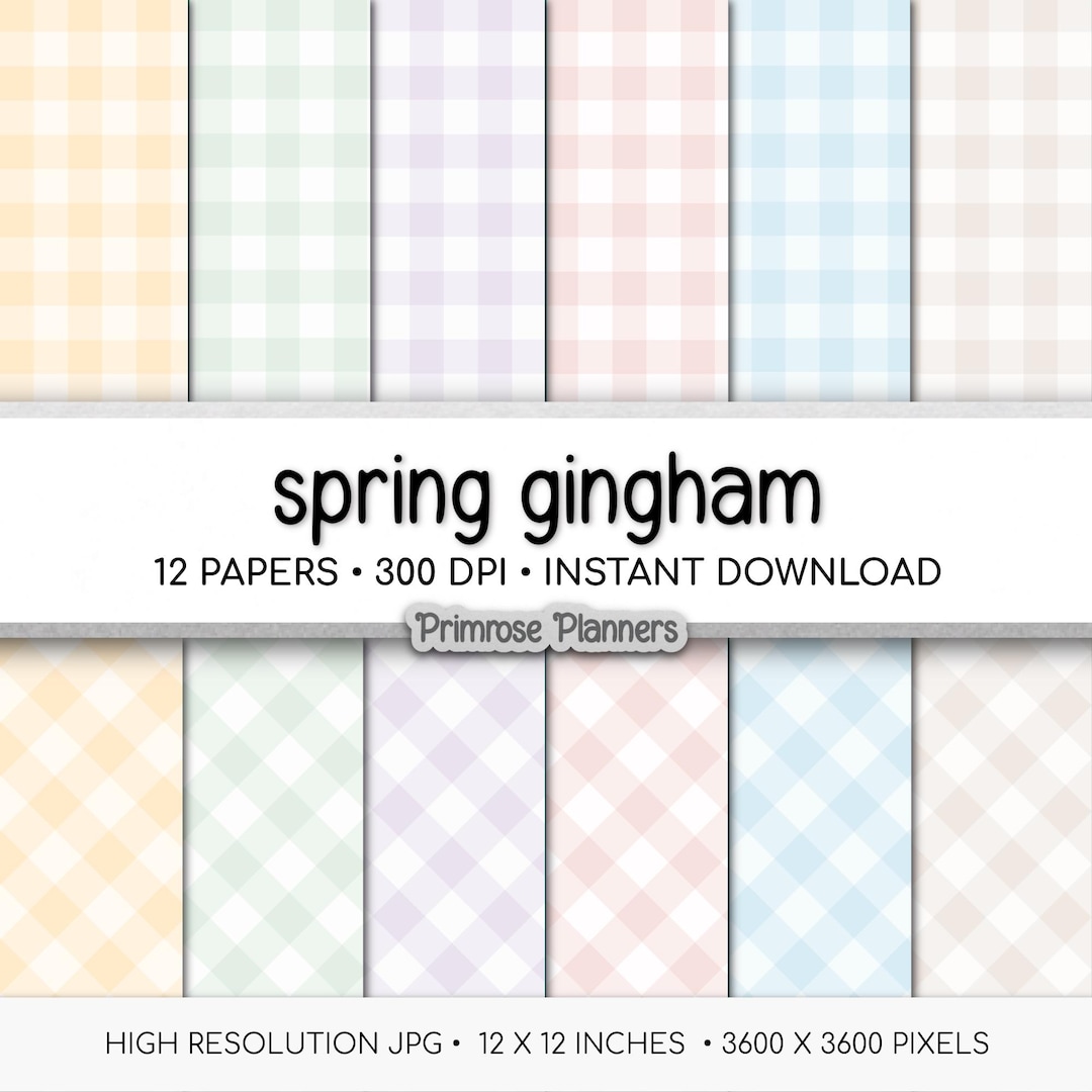 Spring Gingham Digital Paper Pack | Printable Digital Paper | Plaid ...