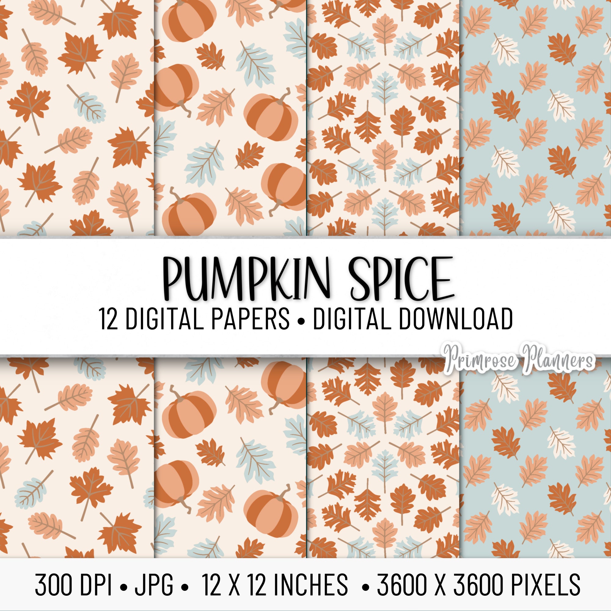 Pumpkin Spice Digital Paper Pack Digital Plaid Paper - Etsy