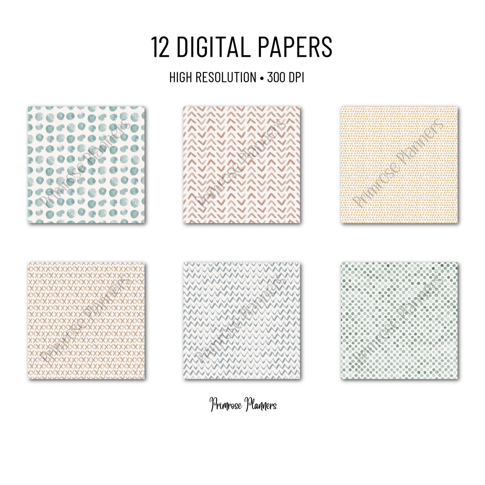 Boho Watercolor Digital Paper Pack Digital Watercolor Paper - Etsy