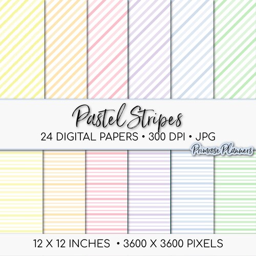Pastel Watercolor Stripes Digital Paper Pack Digital - Etsy