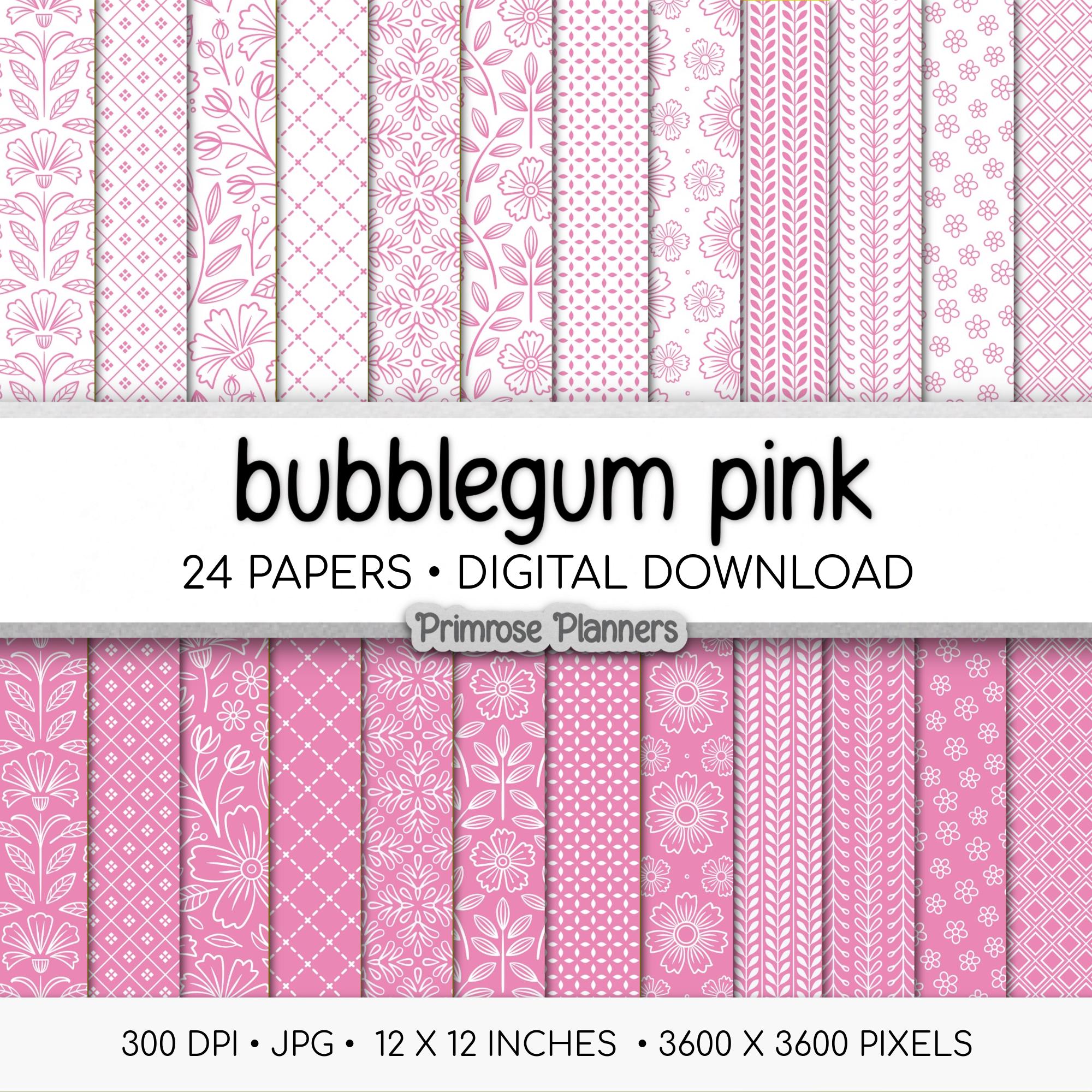 Bubblegum and White Digital Paper, Minimalist Boho Patterns, Vibrant ...